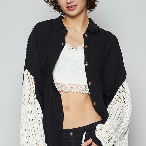 POL | Tops | New Pol Clothing Womens Gauze Knit Button Front Shacket ...